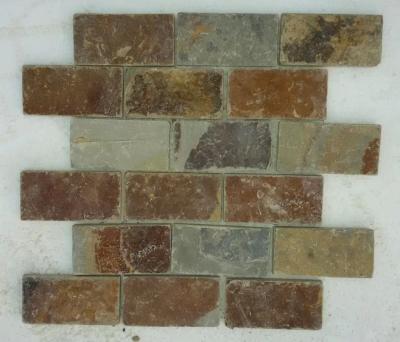 China Multicolor Slate Mosaic,Natural Stone Mosaic Pattern,Rust Slate Mosaic Wall Tiles,Interior Stone Mosaic for sale