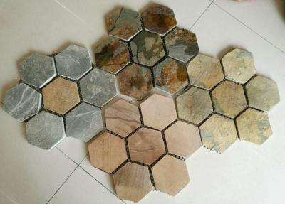 China Multicolor Slate Hexagon Flagstone,Rust Slate Flagston Patio Stones/Wall Cladding Natural Slate Flagstone Pavers/Walkway for sale