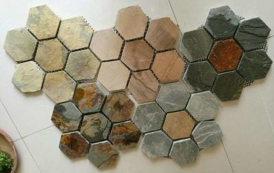 China Multicolor Slate Hexagon Flagstone,Rust Slate Flagston Patio Stones/Wall Cladding Natural Slate Flagstone Pavers/Walkway for sale
