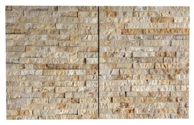 Chine Le travertin jaune Ledgestone, pierre de culture de travertin de la Chine, panneaux jaunes de pierre de chaux, marbrent la pierre empilée à vendre