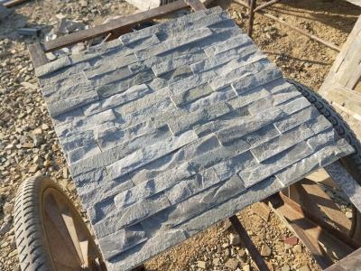 China Grey Split Face Stone Cladding,Riven Slate Stacked Stone,Grey Slate Culture Stone,Real Stone Veneer,Stone Ledger Panels for sale