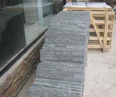China Grey Split Face Stone Cladding,Riven Slate Stacked Stone,Grey Slate Culture Stone,Real Stone Veneer,Stone Ledger Panels for sale