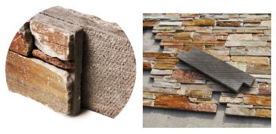 Chine Ciment soutenu par pierre empilé par quartzite jaune, panneau de pierre de Zclad, revêtement en pierre naturel, placage extérieur de pierre de mur à vendre