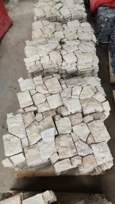China Beige Limestone Flagstone for Wall,Natural Limestone Wall Cladding back with mesh for sale