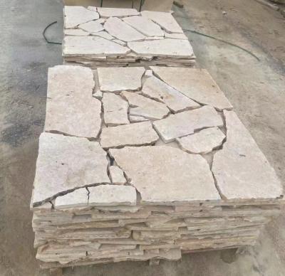 China Beige Limestone Honed Random Flagstone Walkway,Crazy Stone Patios,Irregular Flagstone Wall Cladding,Flagstone Waling,Flagstone Flooring for sale