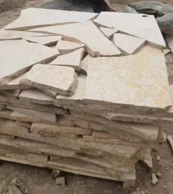China Beige Limestone Honed Random Flagstone Walkway,Crazy Stone Patios,Irregular Flagstone Wall Cladding,Flagstone Waling,Flagstone Flooring for sale