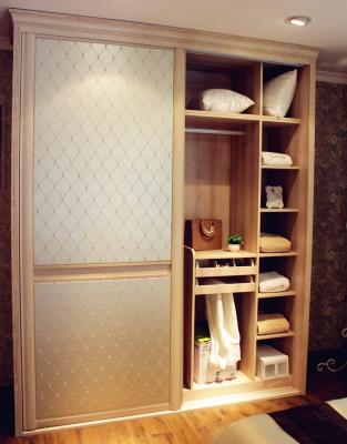 China Puerta deslizante de la melamina del dormitorio del armario de madera del guardarropa antiarañazos en venta