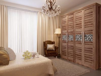 China Armario del guardarropa del dormitorio de la puerta de plegamiento, almirah de madera para el dormitorio en venta