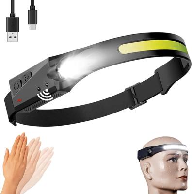 中国 Outdoor Activity Cob Led Headlight Sensor Headlamp With Built-in Battery Flashlight Usb Rechargeable Head Lamp Torch 5