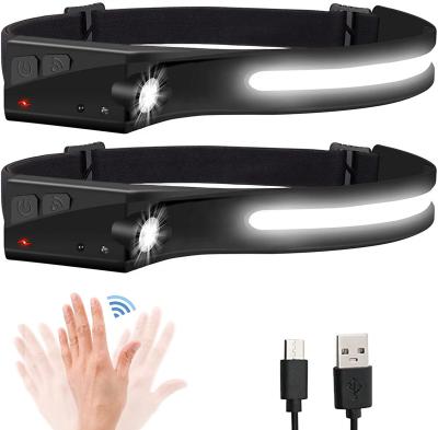 中国 Outdoor Activity Motion Sensor Headlamp With Built-in Battery COB Led Rechargeable Headlight Flashlight Usb Torch Work Light 販売のため