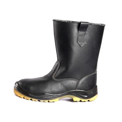 Cina Acciaio Pie Lace Up Cut Nero Split cuoio di mucca Protezione antiscivolo Scarpe di sicurezza di marca in vendita