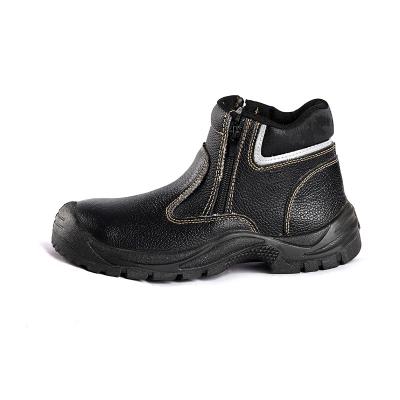 Cina Scarpe di sicurezza antiscivolo nere gomma resistente all' acido dell' olio suola di acciaio prova di punta di punzione senza pizzo cerniera in cuoio in vendita