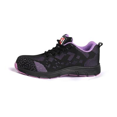 Cina Colore viola Fly Stitch Steel Toe MD Suola esterna Lace Up Closure Scarpe di sicurezza di marca sportiva in vendita