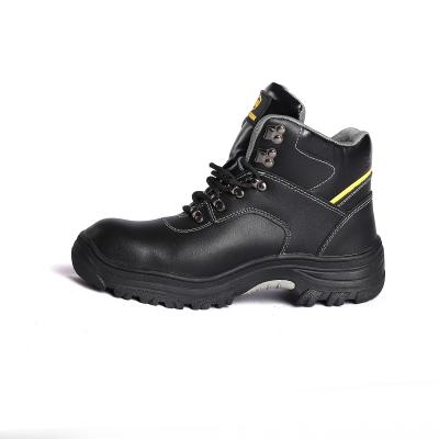 China Factory OEM Mid Steel Toe Safety Shoes with Genuine Leather Upper and Air Mesh Lining Work Boots for sale