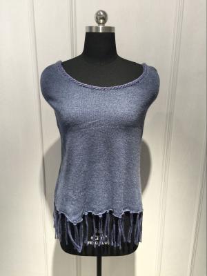 Cina Lavori all'uncinetto la nappa che orla i maglioni senza maniche del cashmere, pullover rotondo del collo delle donne in vendita