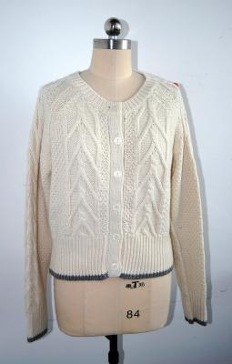 Cina Il cardigan lungo del collo di squadra della manica del cotone puro, signore di modo cabla il peso del maglione 550g in vendita