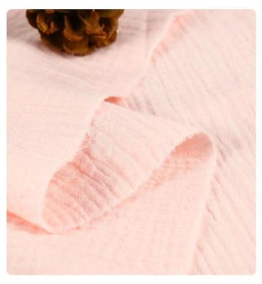 China 100% Cotton Double Layer Gauze Fabric Baby Swaddle Blankets Fabric 40S 130GSM Seersucker Cotton Crepe Fabric for sale