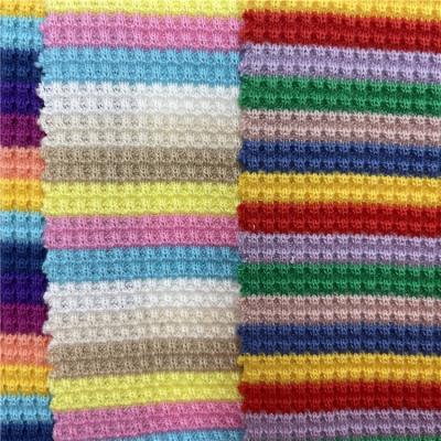 China 300Gsm Tie Dyed 96.5%Cotton 3.5%Spandex Waffle Knit Fabric Cotton 4 Way Stretch Waffle Stripe Knitted Fabric for sale