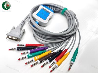 China Gold Plated Brass Connector ECG Cables 1 Meter For ECG Monitoring for sale