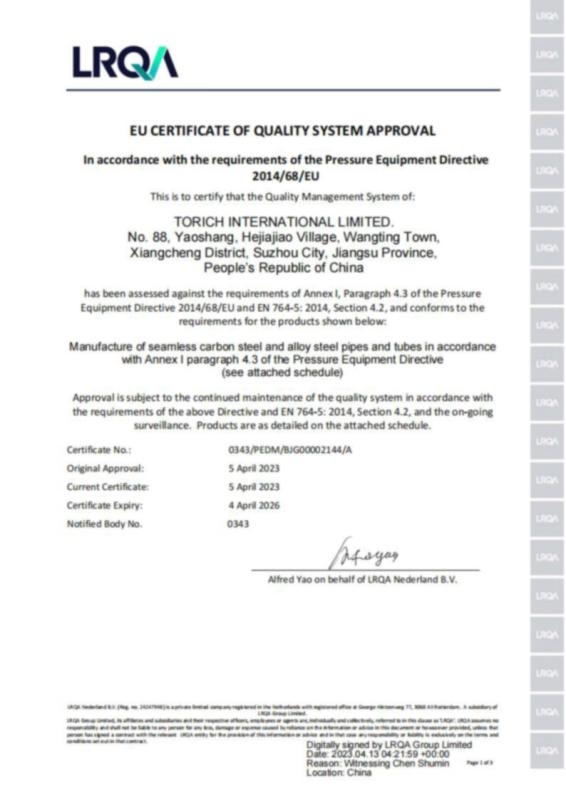 CE PED - TORICH INTERNATIONAL LIMITED