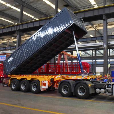 Cina Ton Tri Axle Chassis di piede e 60 JOST Tipper Semi Trailer in vendita