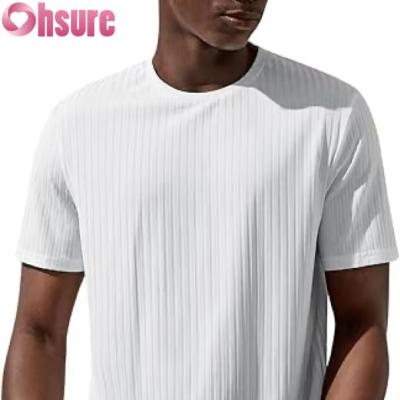 China Mens Short Sleeve Basic T Shirt Casual Round Neck Ribbed Tee Top for sale