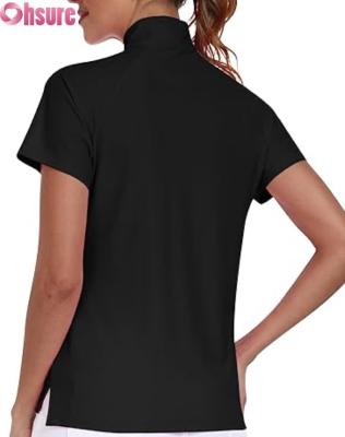 China Manufacturer's Women's Polyester for Polo T-Shirts Breathable Golf Pickleball Tops Custom Logo Short Sleeves Formal Stand for sale