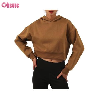 China Fitness Wear Women Pullover Tops Organic Cotton Fleece Sport Hoodies Custom logo Women Workout Fitness Hoodies for sale
