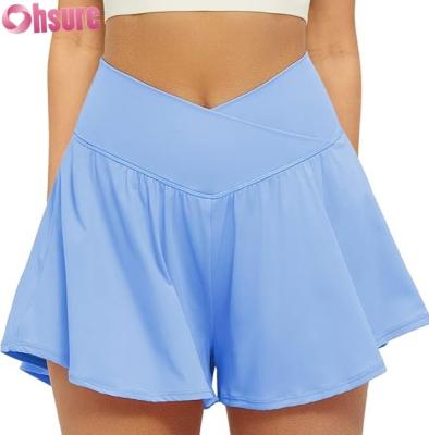 China Women's High Waist Athletic Skorts 2-in-1 Flowy Running Shorts Inner Liner Pockets Yoga Tennis Workout Activewear Hot Shorts for sale