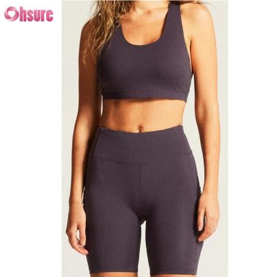 China New Style Custom Activewear High Quality Yoga Wear Outdoor Sports Shorts Custom logo Fitness Sexy Cross Back Yoga Bra for sale