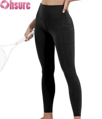 China Women's High-Waisted Tummy Control Yoga Leggings with Elastic Waist Closure and Pockets Workout Pants for sale