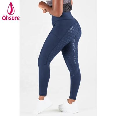 China Navy Blue Winter Silicone Horse Riding Pants Tights Women Horse Riding Jodhpur Equestrian Legging Breeches With Pocket for sale