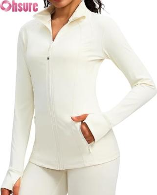 China Custom Logo Womens Sports Jacket Breathable Zip-Up Workout Hoodie Lightweight Activewear Gym Running Jacket for Ladies for sale