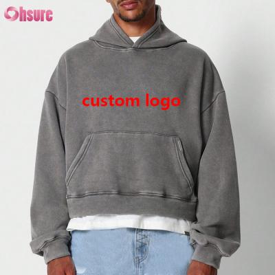 China Hoodie Manufacturer Custom Y2K Print Streetwear 400 Gsm Fleece Vintage Oversized Heavyweight Crop Acid Wash Cropped Hoodie Men for sale