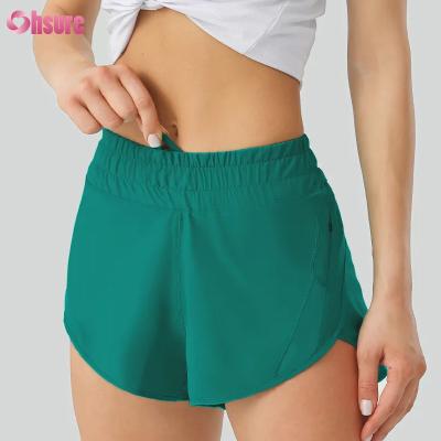 China Women's Casual Yoga Shorts Highly Breathable Quick Dry Polyester Workout Pants with Elastic Waist Pockets for Sport & Running for sale