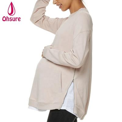 China Winter Pregnant Clothes Plus Size Breastfeeding Clothing Soft Fleece Nursing Hoodie With Side Zipper Maternity Sweatshirt Women for sale