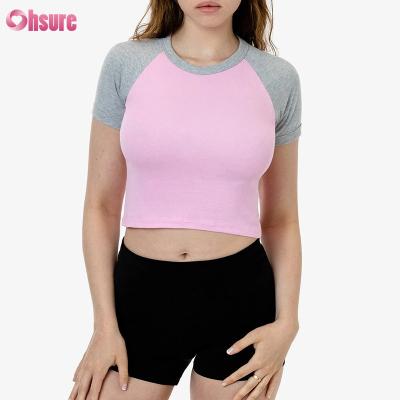 China Premium Women's 100% Cotton Cropped Sports Top Stretchable Knitted Sleeve Breathable Casual Top with Custom Logo Option for sale