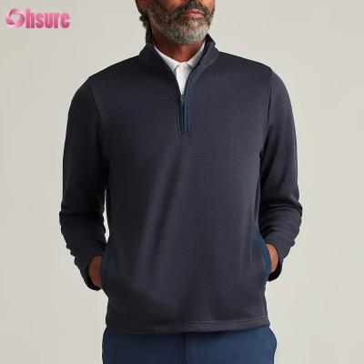 China Men's Custom Plus Size Quarter Zip Pullover High Quality Nylon Sport Hoodie with Embroidery Solid Half Zip Design for Winter for sale
