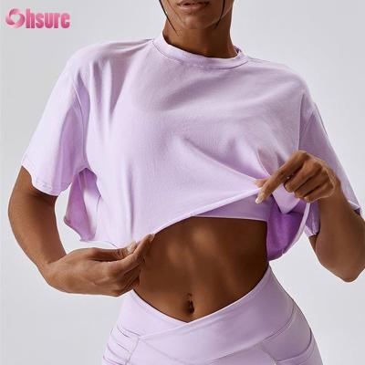 China OEM Custom Oversized Crop Top Women T-Shirt High Elastic Crop Top Tshirt White Crop Tops for Women for sale