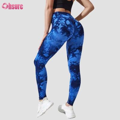 China New Fashion 2024 High Waist Fitness Pants Quick Dry Running Yoga Pants Elastic Waist Slim Fit Sports Tights Tie Dye Design for sale