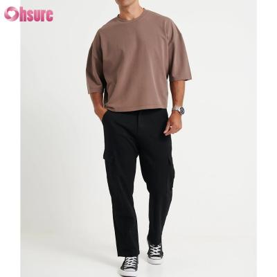 China Wholesale Oversized Crew Neck Cotton t Shirt for Men Light Weight Box Cropped Style Shirt for Men for sale