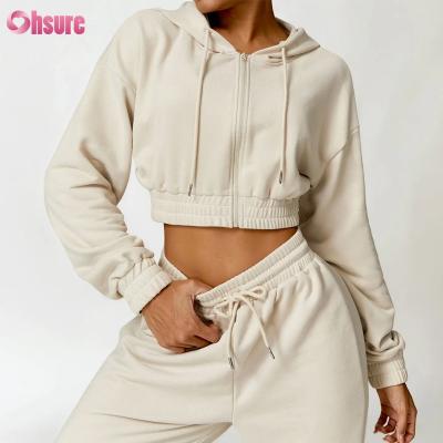 China 2025 NEW Fashion High Quality Polyester / Cotton Hoodie Jacket With Zipper Hood Loose Long Sleeve Design for Gym Sports Fitness for sale