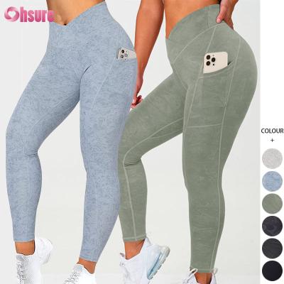 China Customize Gym V Waist Leggings for Women Workout Butt Lifting Yoga Pants Sports Fitness Yoga Leggings With Pocket for sale