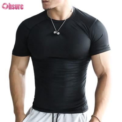 China Men's Sportswear Top Sports Quick Drying Tight Athletic Bodybuilding Polyester T-Shirt Men's Fitness Shirt Gym Shirt for Men for sale
