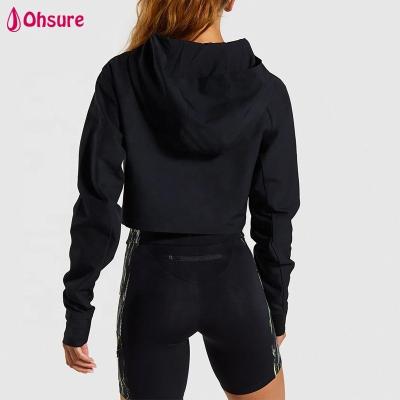 China Custom Super Soft Fitness Crew Neck Women Cotton Sport Crop Top Black Gym Hoodies Pullover With Hoody for sale
