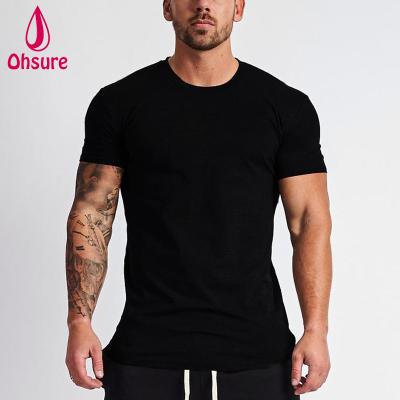 China High Quality Summer Mens Sport Gym Running Quick Dry Black Mens Solid Color Fitness T-shirt for sale