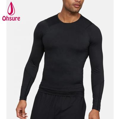China Hot Sale Wholesale Gym Wear Slim Fit Men Compression Shirt Men Sports Wear Men's Long Sleeve T Shirts Jersey Blank Casual O-neck for sale