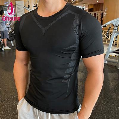China Short Sleeve Close-fitting Sweat Absorption T-shirt Wholesale Custom New Design Men' s Sports Gym Running Sports Casual Woven for sale