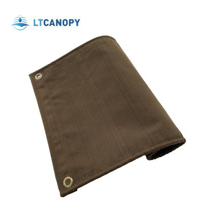 China Litong Customized Breathable Water-Resistant Organic Silicon Coated Canvas Tent Truck Awning Brown Color Canvas for sale