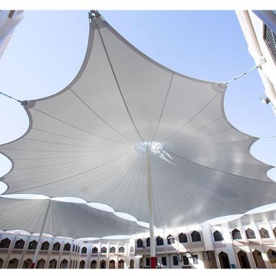 China High Quality White PVC Coated landscape tensile Canopy umbrella fabric strength membrane structure fabric roof for sale